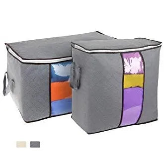Nestora Pack of 3 Foldable Bamboo Storage Bags | Space Saving Organizer